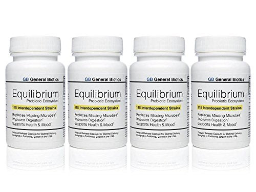 4-pack Equilibrium Probiotic - 120 Daily Capsules with Prebiotic - 115